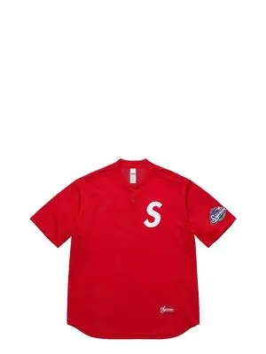 Supreme S Logo Baseball Henley - Red