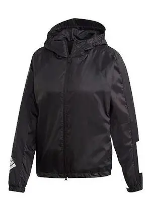 Adidas W.n.d. Letter Logo Applique Sports Hooded Jacket - Black