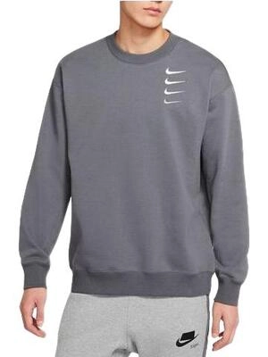 Nike French Terry Swoosh Gradient Crewneck Pullover - Grey