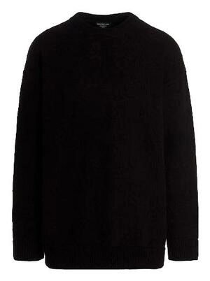 Balenciaga Jacquard Logo Knit Sweater - Black
