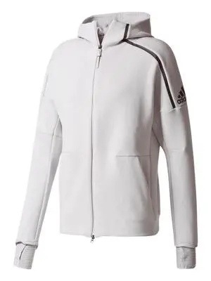 Adidas Hooded Zip-up Jacket With Logo Detail - Tan