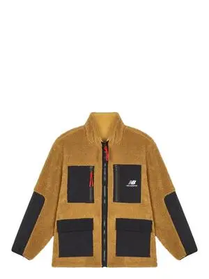 NEW BALANCE Reversible Lamb's Wool Stand Collar Jacket - Brown