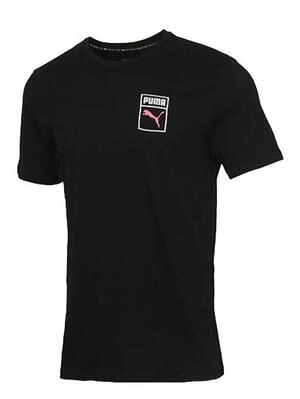 PUMA Graphic Box Logo Printed Short Sleeve Tee - Black