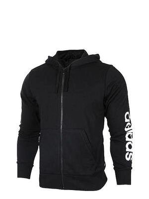 Adidas Essentials Linear Logo Zip Hoodie - Black