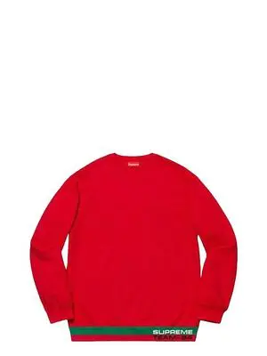 Supreme Rib Stripe Crewneck - Red