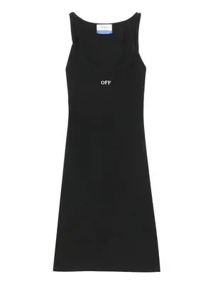 Off-White Ribbed Tank Dress - Black/white