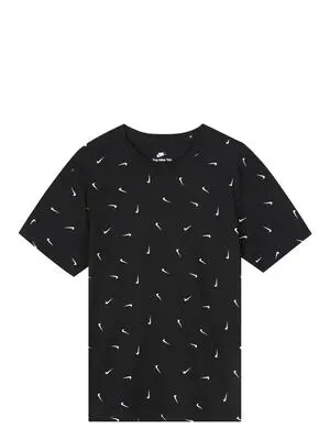 Nike Logo Full Print Round Neck Pullover Short Sleeve Black T-shirt - Default Color
