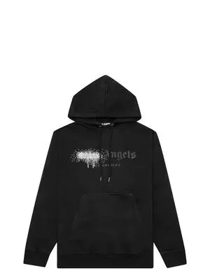 Palm Angels Rhinestone Sprayed Hoodie - Black