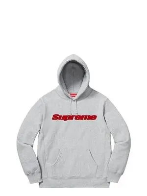 Supreme Chenille Hooded Sweatshirt - Grey/red