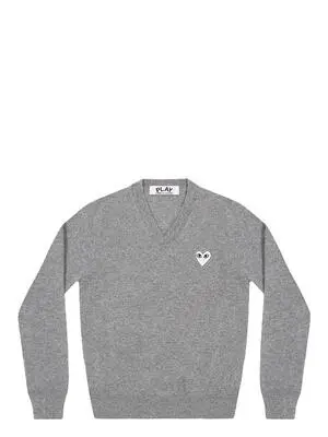 Play Comme Des Garcon V-neck Pullover - Grey