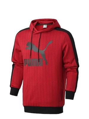 PUMA Pinstripe All-over Print Pullover Hoodie - Red/black