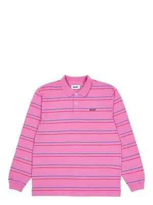 PALACE Stripe Loose Long Sleeves Polo Shirt - Pink