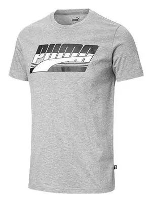 PUMA Chest Large Logo Printing Short Sleeve Gray - Grey