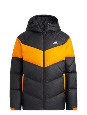 Adidas Hooded Down Jacket With Zipper Closure - Black