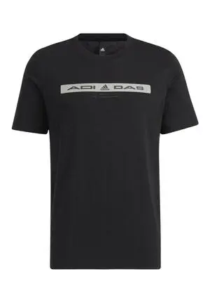 Adidas Alphabet Pattern Printing Round Neck Short Sleeve Black - Multi-color