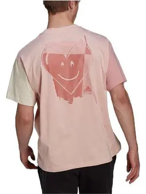 Adidas Colorblocked Round Neck Short Sleeve T-shirt - Pinkred