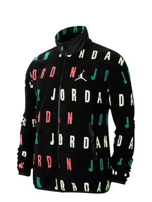 JORDAN Air Jumpman Logo Windproof Stand Collar Jacket - Black