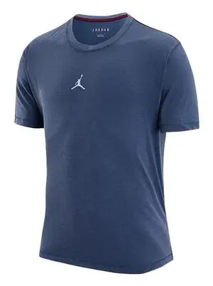 JORDAN Dri-fit Solid Color Logo Printing Round Neck Pullover Short Sleeve Blue T-shirt - Default Color
