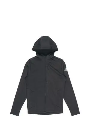 Adidas Fleece Hooded Jacket With Logo - Black