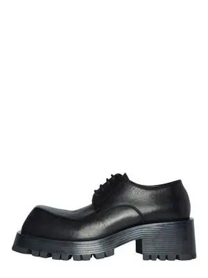 Balenciaga Trooper 4 Leather Derby Shoes - Black