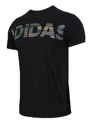 Adidas Logo Large Alphabet Printing Short Sleeve - Black