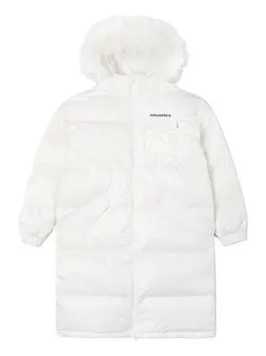 CONVERSE Long Down Jacket With Fur Hood - White