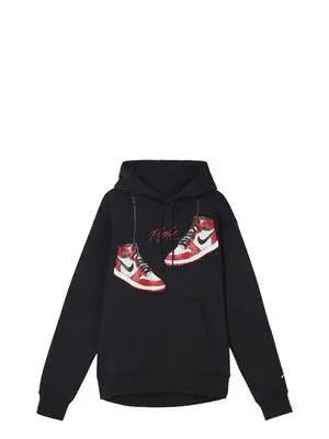 JORDAN Air Hoodie 1 Chicago Graphic Print - Black