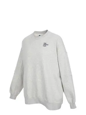 Nike Logo Alphabet Embroidered Fleece Pullover Hoodie - Grey