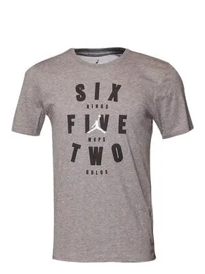 JORDAN Printing Logo Solid Color Round Neck Short Sleeve Gray T-shirt - Multi-color