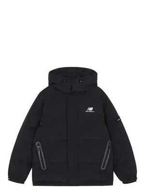 NEW BALANCE Hooded Down Jacket - Black/white