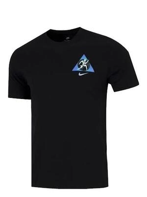 Nike Logo Printing Casual Short Sleeve Black T-shirt - Multi-color