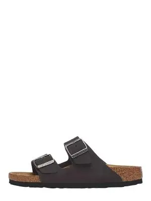 BIRKENSTOCK Arizona Soft Footbed Nubuck Leather Sandals - Black