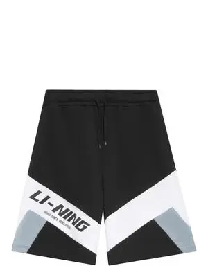 LI-NING Color Block Graphic Shorts - Black/white/grey