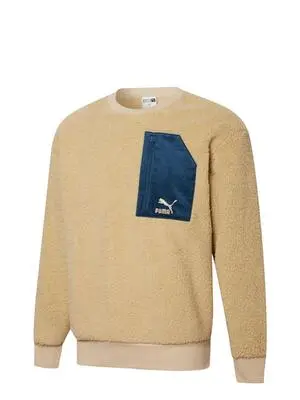PUMA Retro Sherpa Crew Neck Sweatshirt - Brown