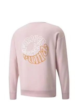 PUMA Downtown Logo Printing Sports Round Neck Pullover - Pinkred