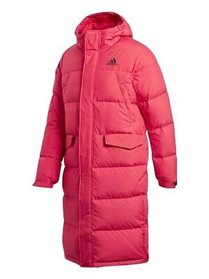 Adidas Long Hooded Down Jacket - Light Red