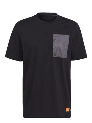 Adidas M Pocket Tee Contrasting Colors Sports Round Neck Short Sleeve - Black