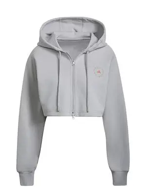 Adidas By Stella Mccartney Cropped Zip-up Hoodie - Grey