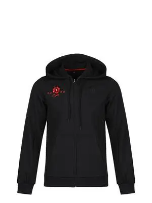 Adidas Zip-up Hooded Sports Jacket With Embroidered Detailing - Black