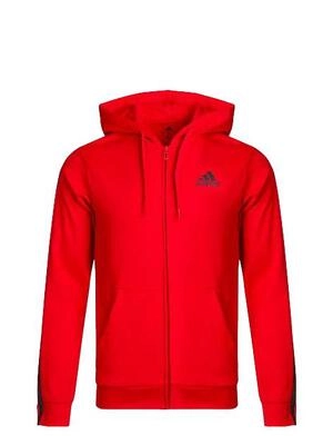 Adidas Logo Hooded Zipper Knit Jacket - Red