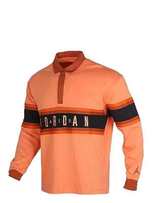 JORDAN Air Long Sleeve Collared Polo Shirt - Orange