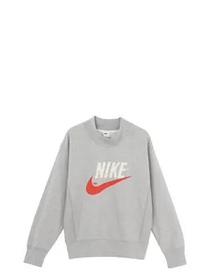 Nike Trend Capsule Series Logo Embroidered Sports Round Neck Pullover - Light Grey