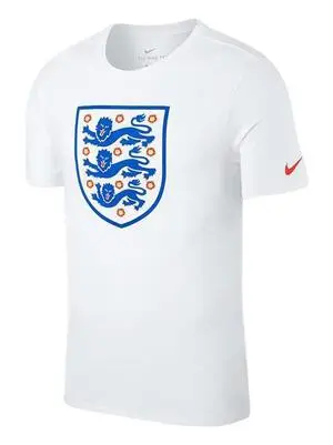 Nike England Logo Pattern Round Neck Short Sleeve White T-shirt - Multi-color