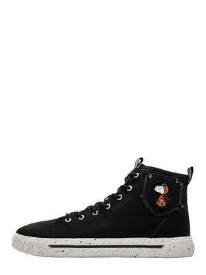 ANTA X Snoopy High Top Canvas Sneakers - Black/white
