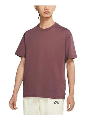 Nike Solid Color Loose Round Neck Short Sleeve Wine Red T-shirt - Default Color