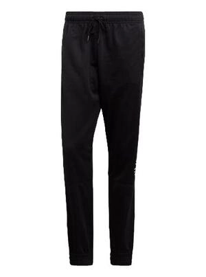 Adidas Training Running Printing Logo Knit Sports Long Pants - Black