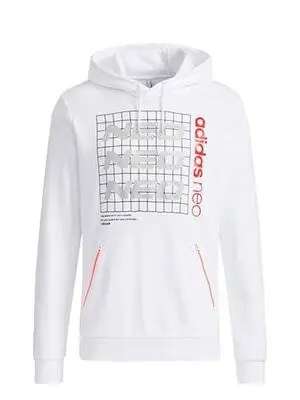Adidas Neo Printed Hooded Pullover - White