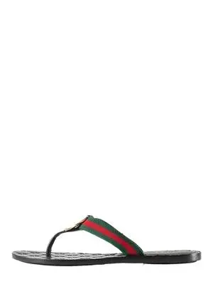 Gucci Gg Thong Web Sandal - Black/green