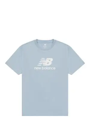 NEW BALANCE Essentials Stacked Logo Cotton T-shirt Asia Sizing 'blue White - Blue/white