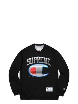 Supreme X Champion Chrome Logo Crewneck - Black